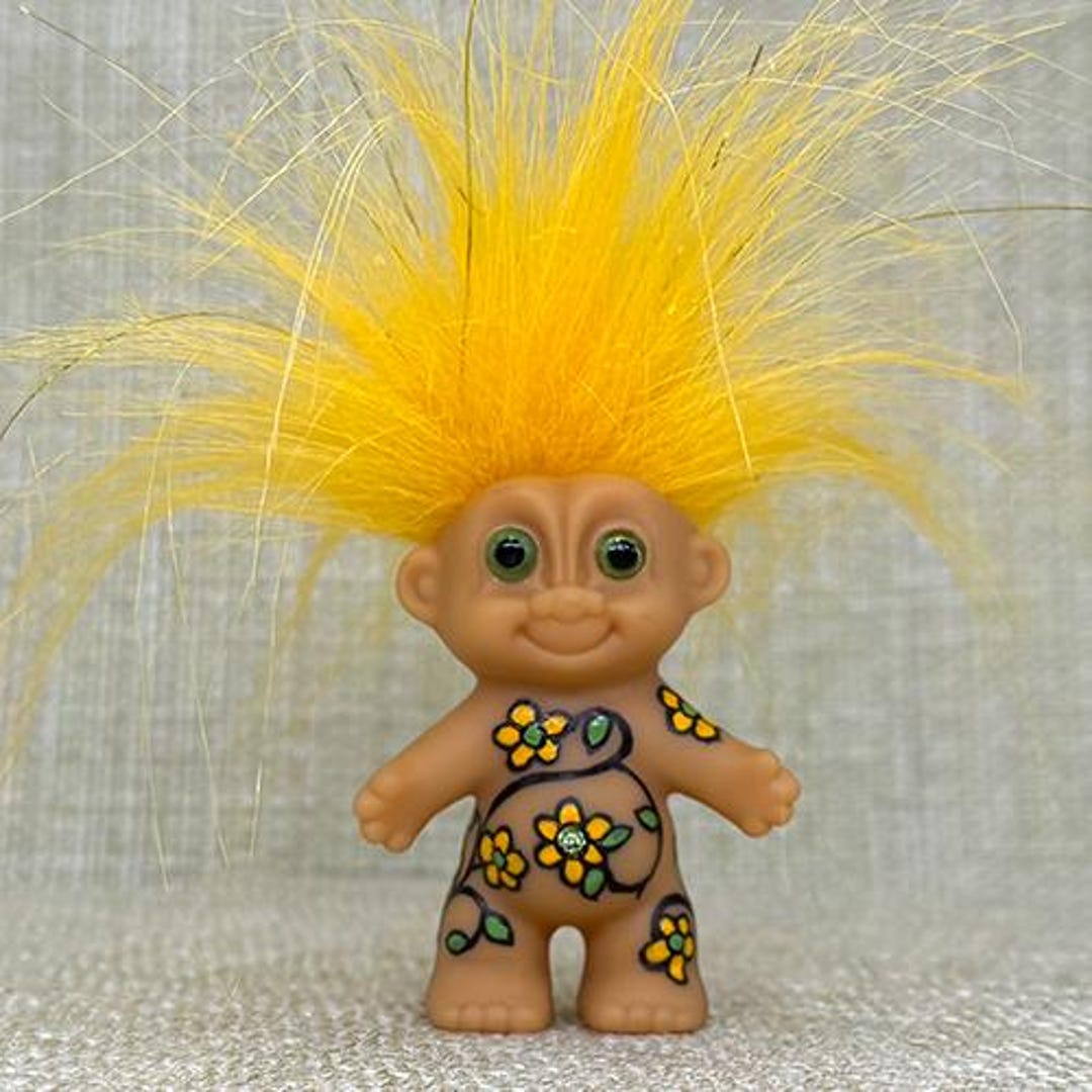 Sunflower Troll Doll, Hand Painted Troll Doll, Yellow Flower Troll Doll ...