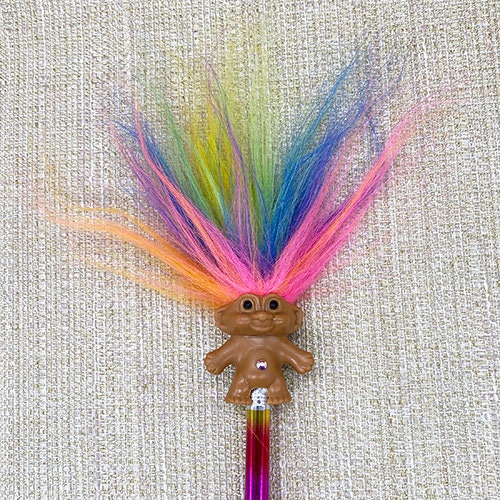 Rainbow Hair Troll Doll Pencil Topper: Handmade Lucky Troll Art - Etsy 日本