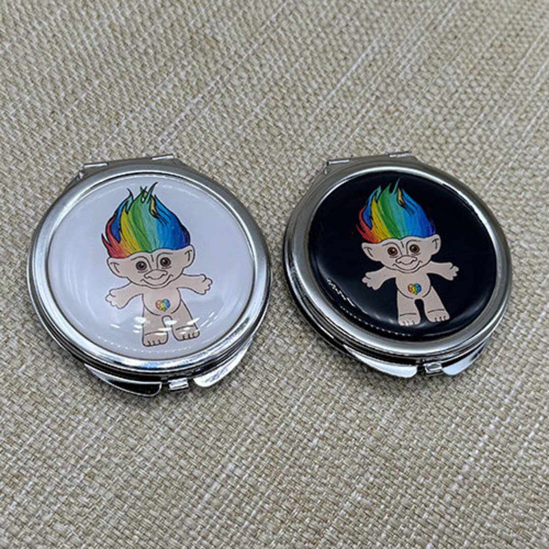 Troll Doll Compact Mirror, Lucky Troll Mirror, Lucky Troll, Rainbow ...