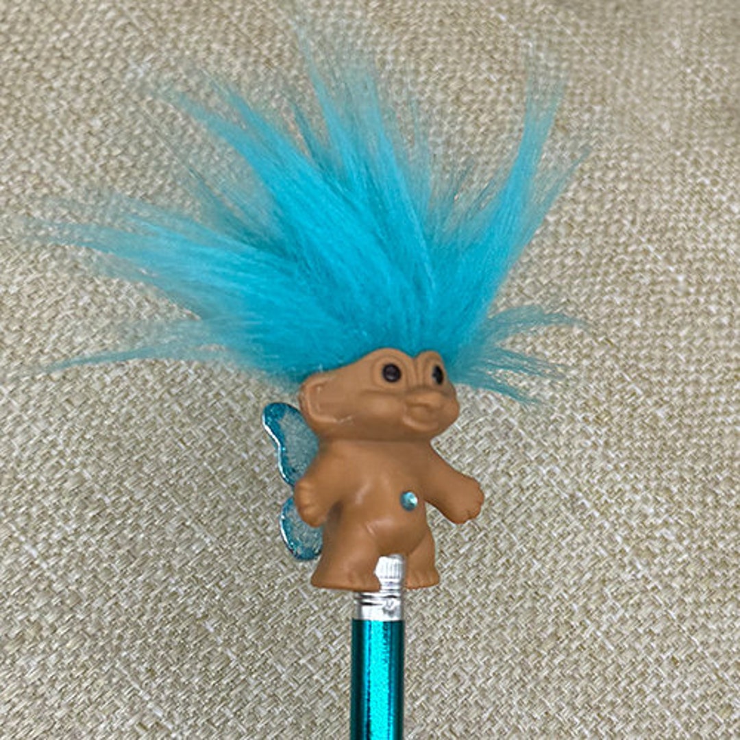 Butterfly Troll Doll Pencil Topper, Turquoise Butterfly, Troll Art ...