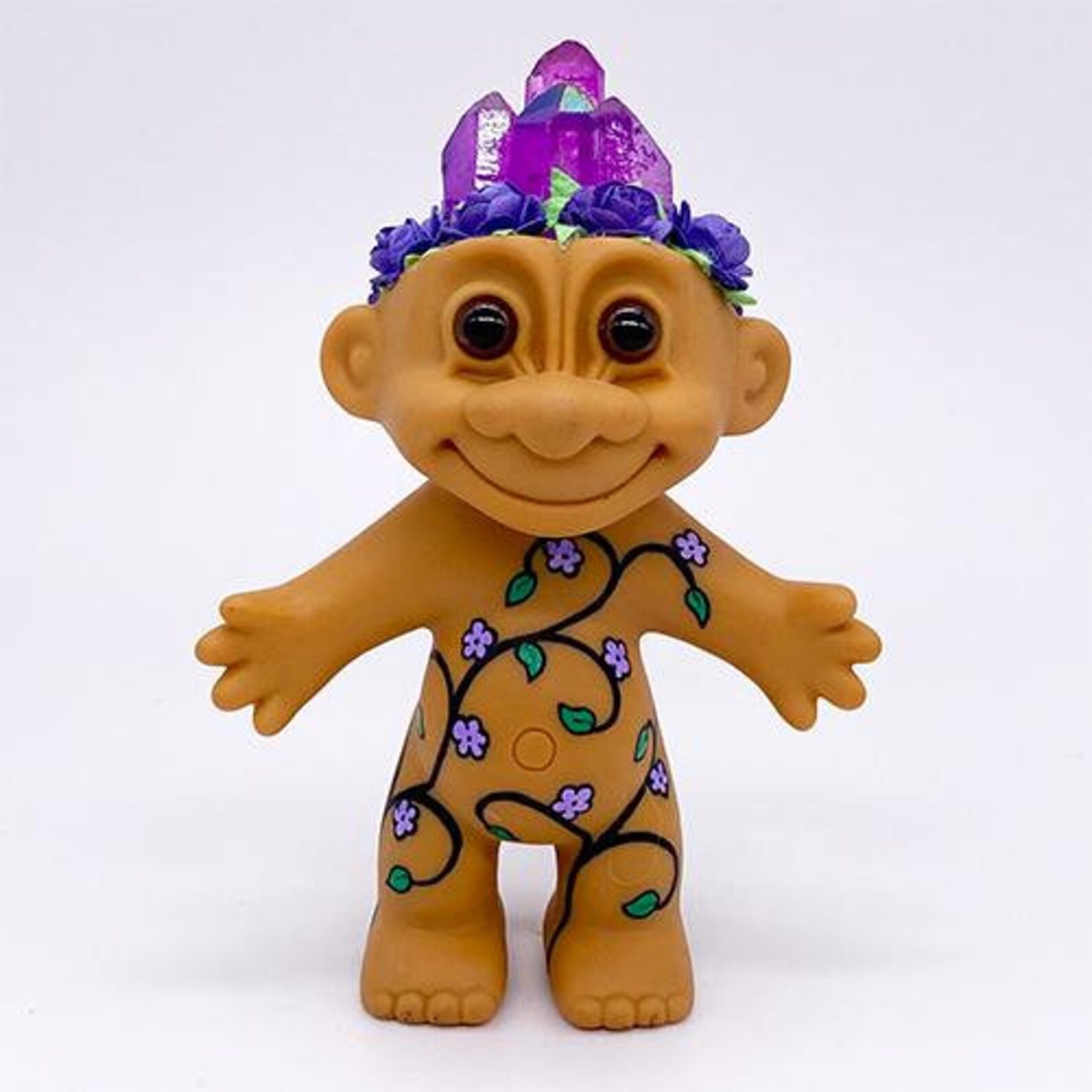 OOAK Crystal Troll Doll: Purple Aura, Hand-painted, 5" - Etsy