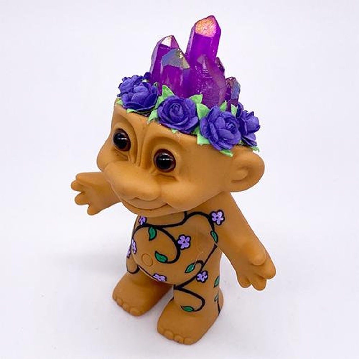 OOAK Crystal Troll Doll: Purple Aura, Hand-painted, 5" - Etsy