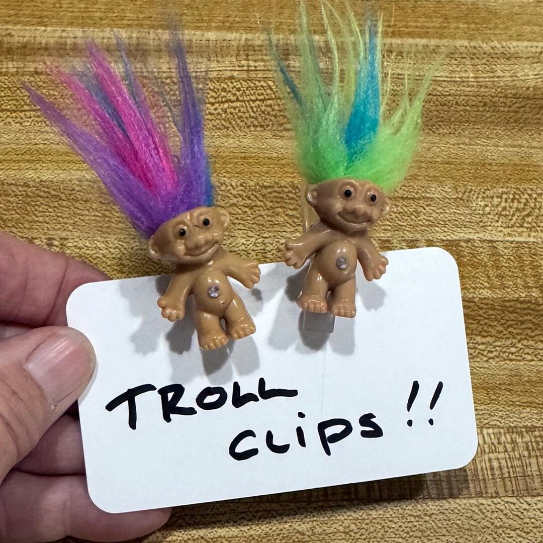 Mini Troll Doll Spring Clips: Rainbow Hair Accessories (set of 2) - Etsy
