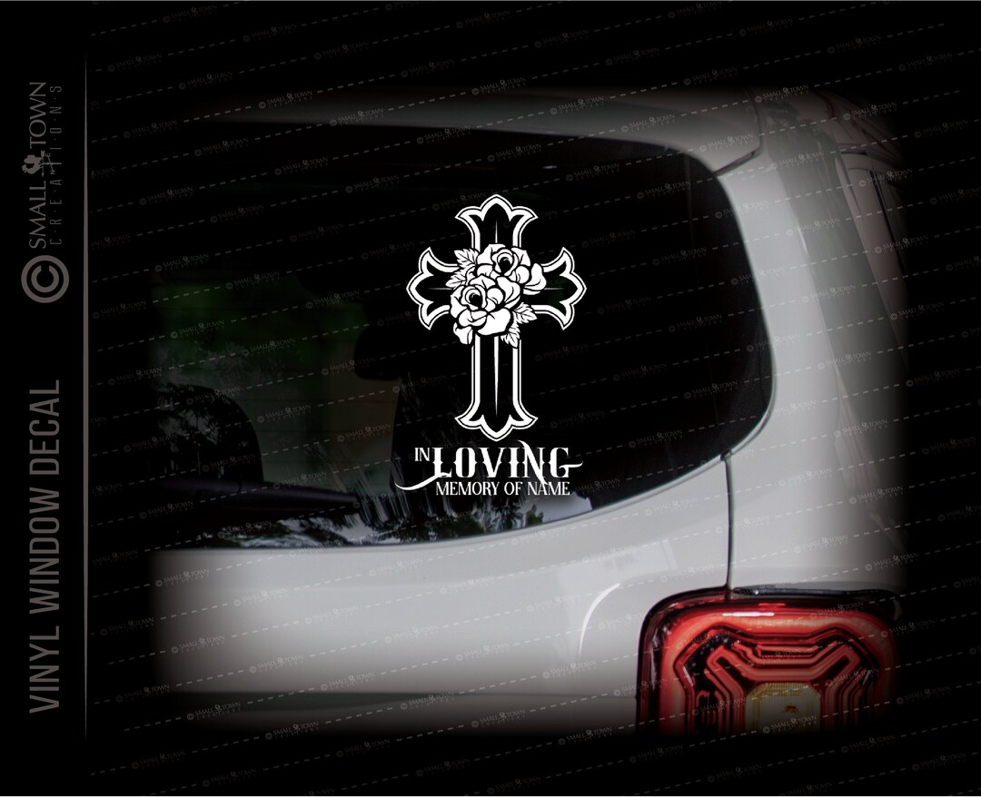 In Loving Memory Decal // Cross Decal // Memorial Decal // In loving ...