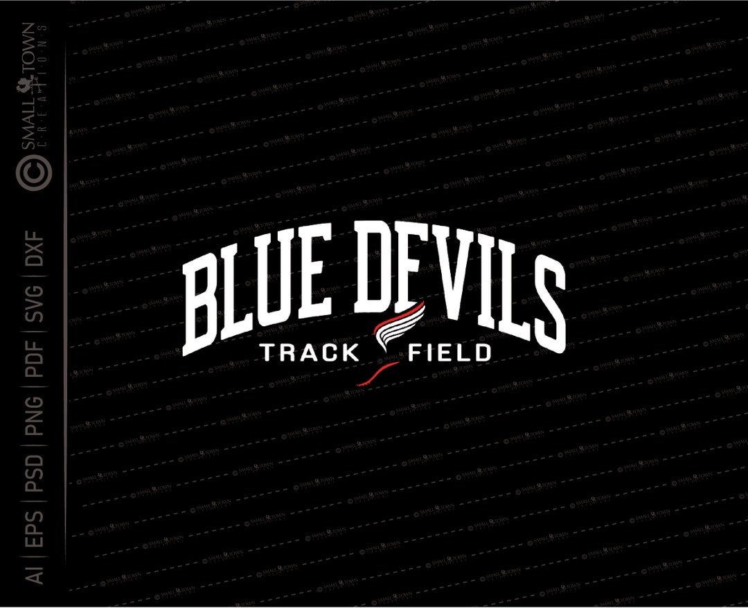 Blue Devil Track and Field SVG // © Smalltownnecreations 2.2.24 - Etsy