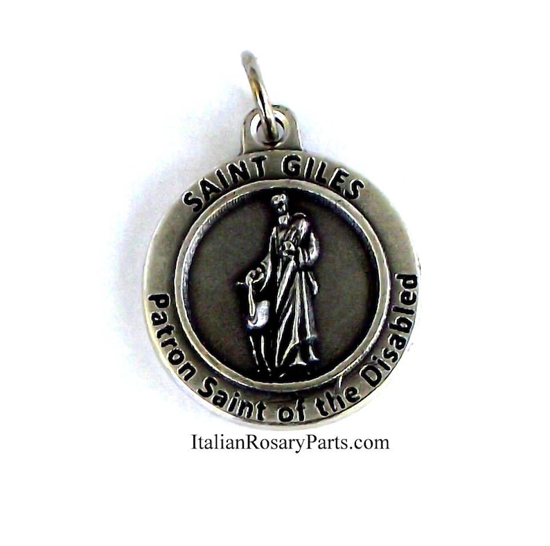 Saint Giles With Deer Religious Medal Patron Saint of - Etsy