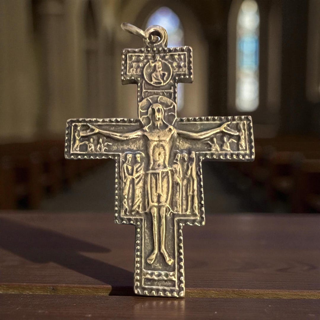 Bronze San Damiano Rosary Crucifix With English Prayer on Back ...