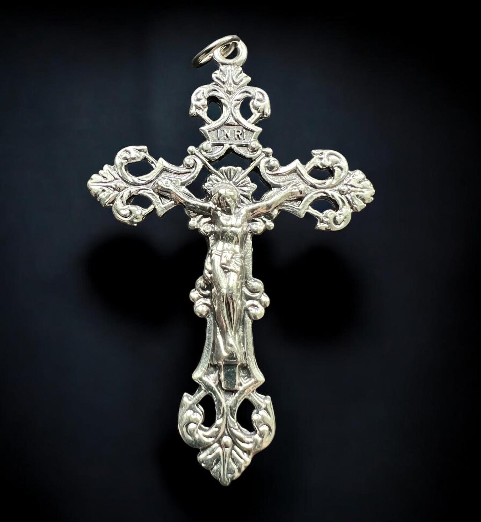 Catholic Rosary Crucifix: Intricate Silver Fleur-de-lis Design, Italian ...
