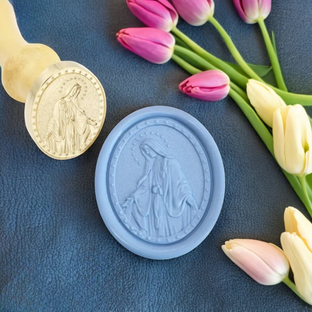 Virgin Mary Brass Wax Seal Stamp W Wood Handle, Our Lady of Grace - Etsy