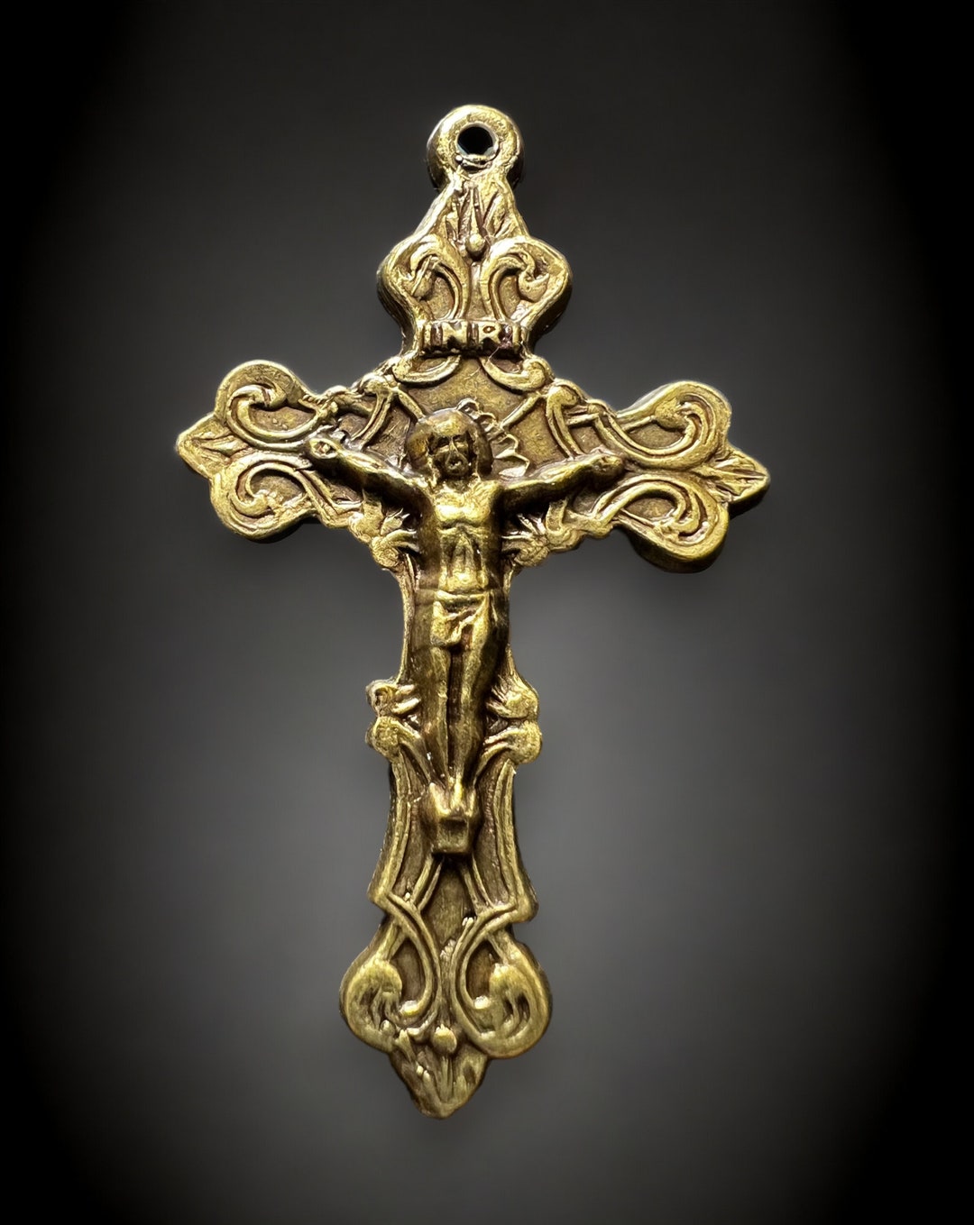 Fancy Scrolled Bronze Rosary Crucifix, Pendant , Made in Italy ...