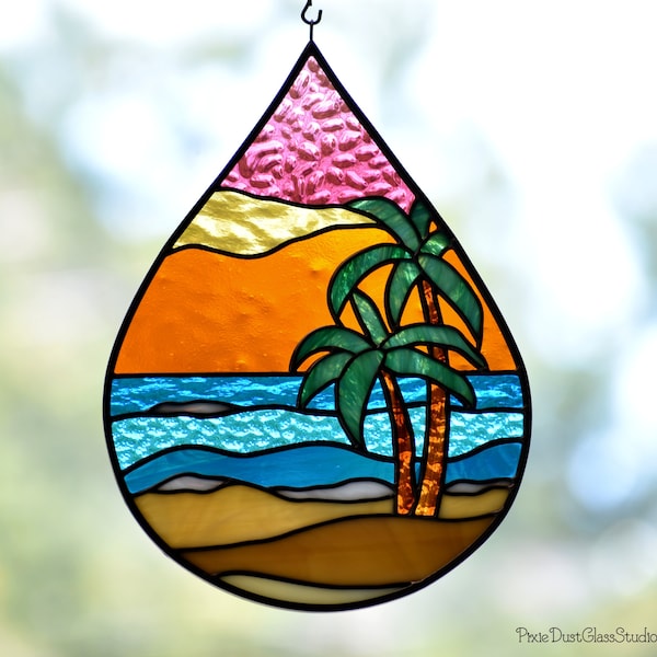 Stained Glass Beach Scenes - Etsy
