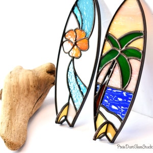 Stained Glass Surfboard Suncatcher, Glass Surfboard Ornament, Surf Art ...