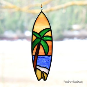 Stained Glass Surfboard Suncatcher, Glass Surfboard Ornament, Surf Art ...