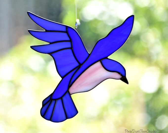 Stained Glass Bluebird of Happiness Suncatcher Bird Lover - Etsy