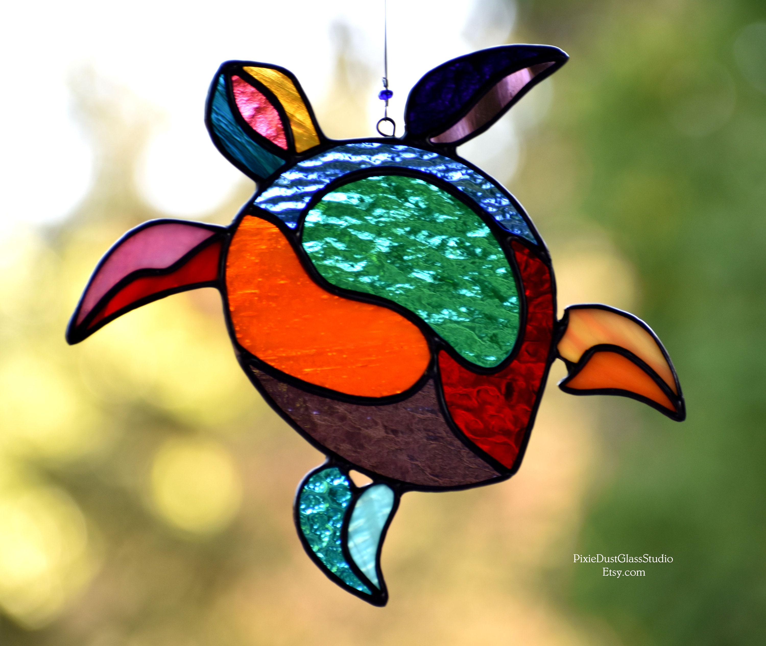 Sea Turtle Stained Glass Sea Turtle Suncatcher Tropical Honu | Etsy