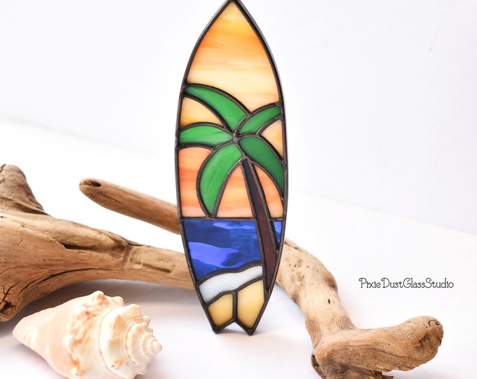 Stained Glass Surfboard Suncatcher, Glass Surfboard Ornament, Surf Art ...