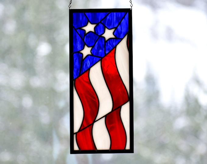 Stained Glass American Flag Panel, Old Glory, Stars & Stripes ...