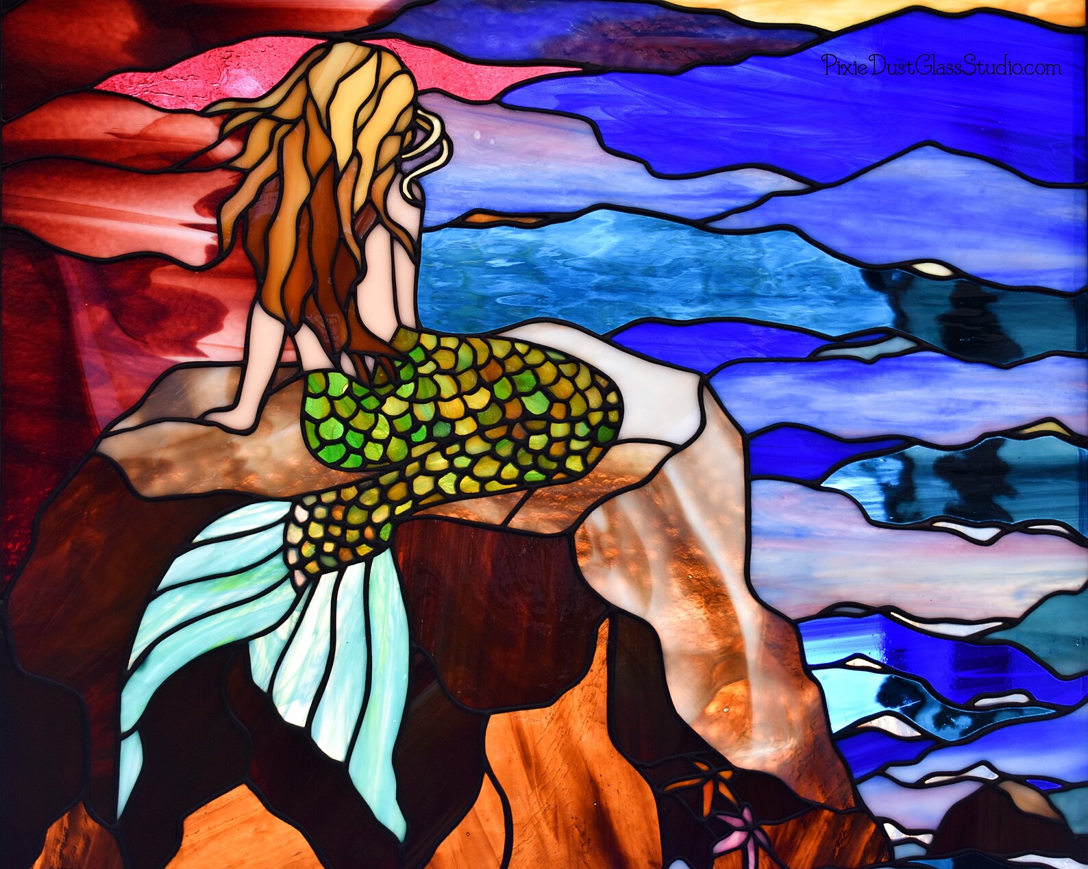 Stained Glass Mermaid Window Panel siren's - Etsy