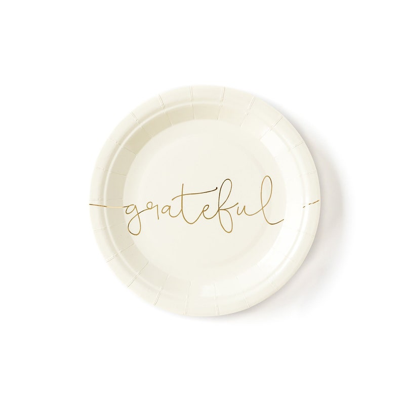 Thankful & Grateful Plate Set Thanksgiving Paper Plates - Etsy
