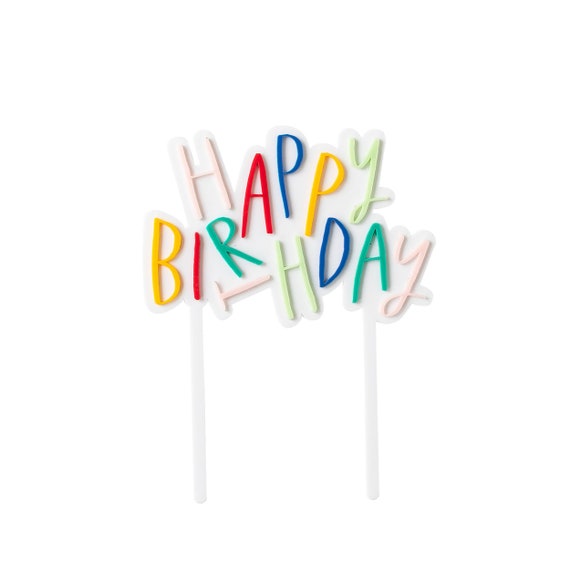 Acrylic Happy Birthday Cake Topper | Birthday Toppers - Happy Birthday ...