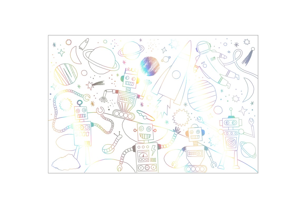 Space & Robot Coloring Posters for Kids Space Birthday - Etsy