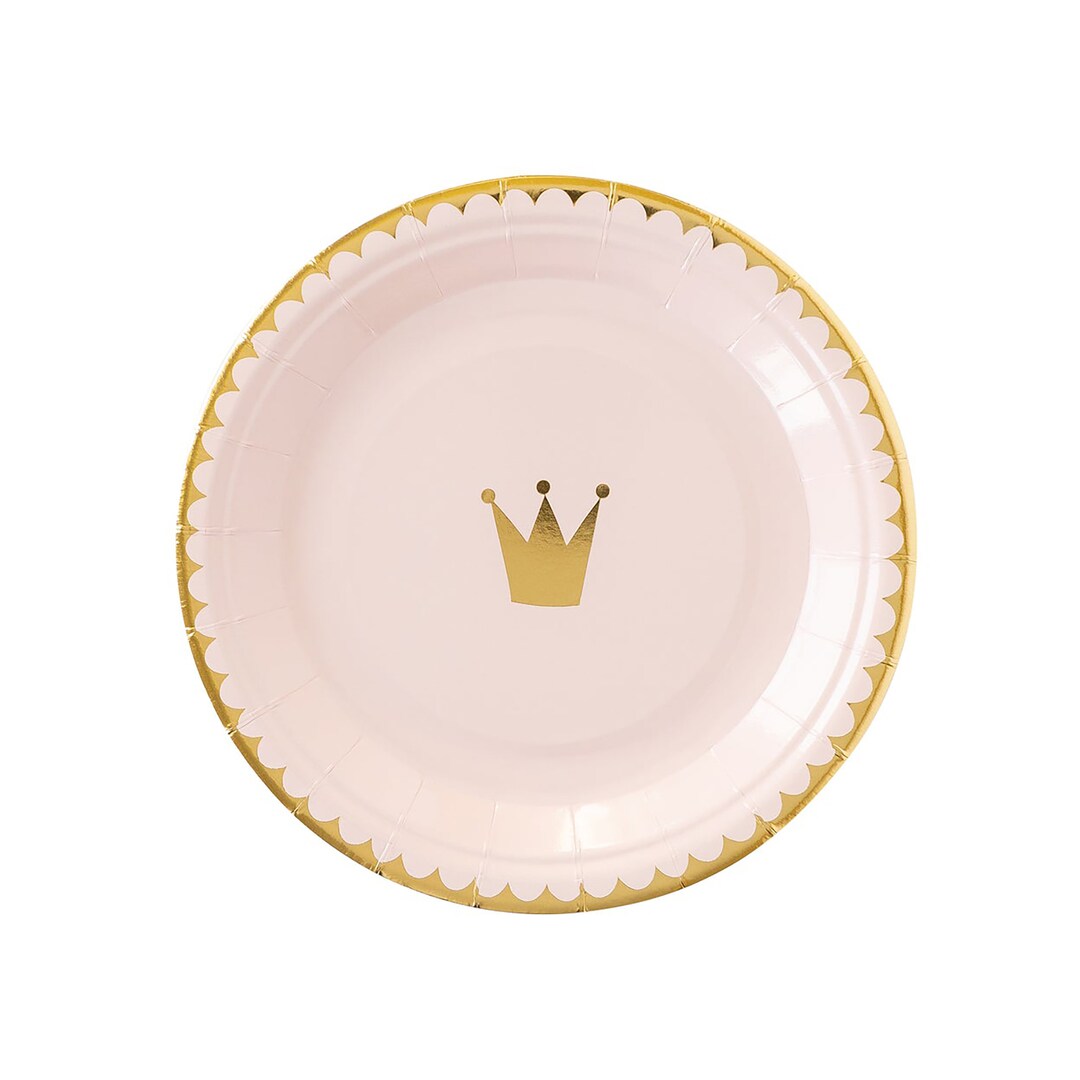 Princess Plates | Pink & Gold Paper Plates | Pink Birthday Party ...