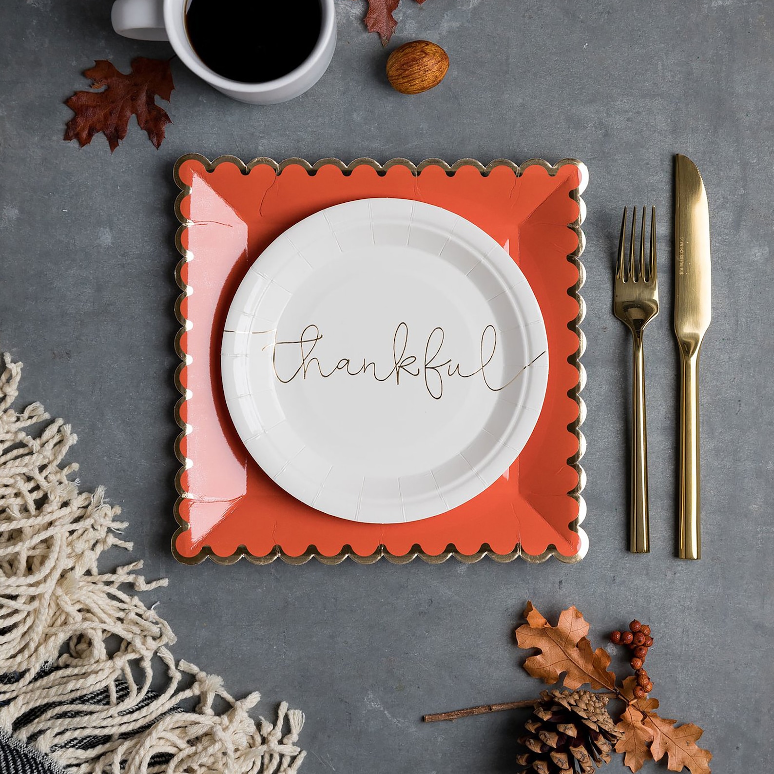 Thankful & Grateful Plate Set Thanksgiving Paper Plates - Etsy