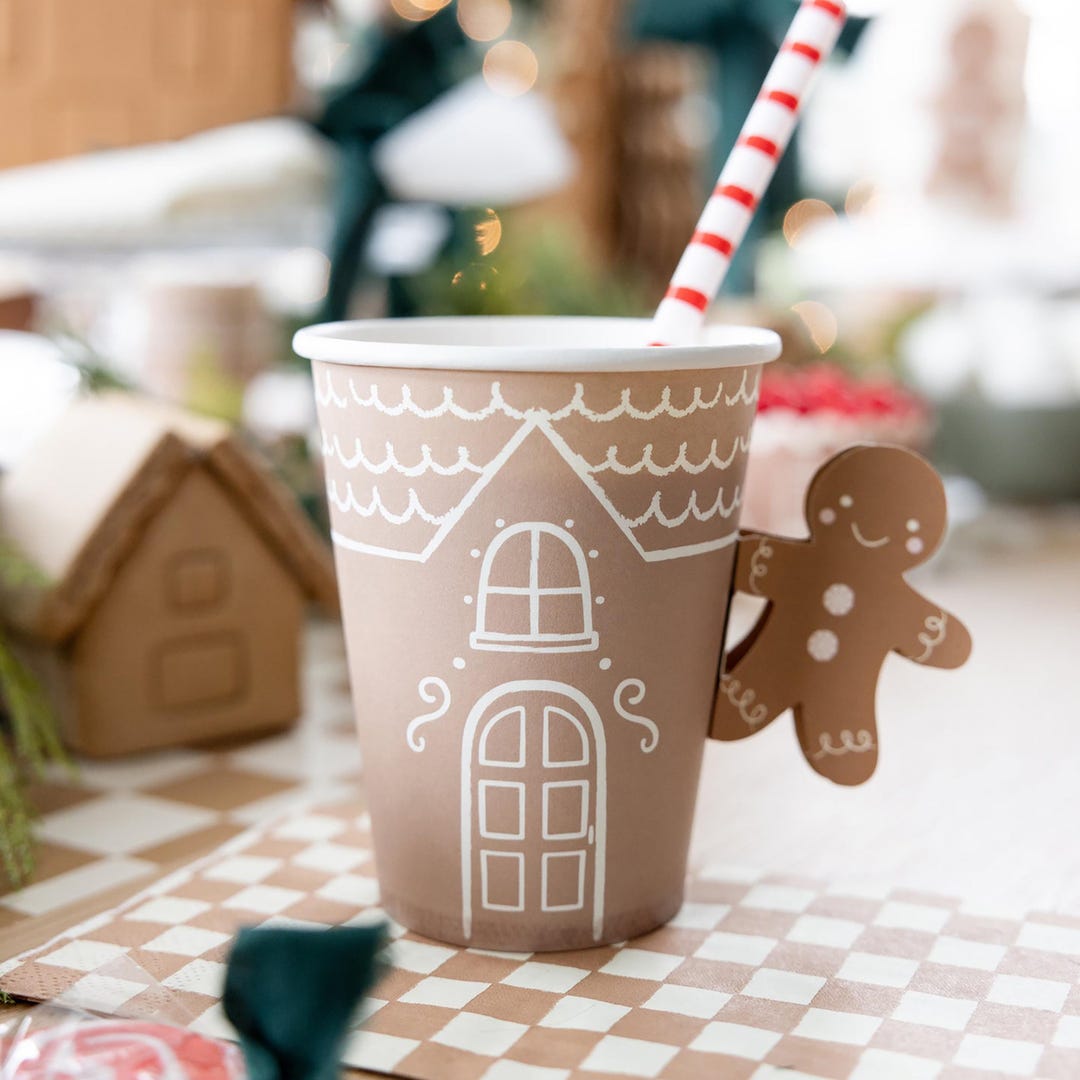 Gingerbread Cups Disposable Christmas Coffee Cup Gingerbread Coffee Cup ...