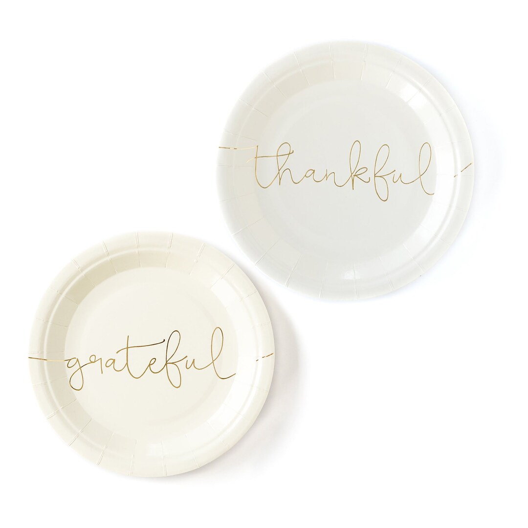 Thankful & Grateful Plate Set Thanksgiving Paper Plates Thanksgiving ...