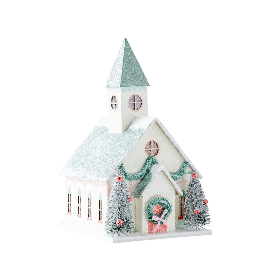 Christmas Village Church | Christmas Paper House - Putz House ...