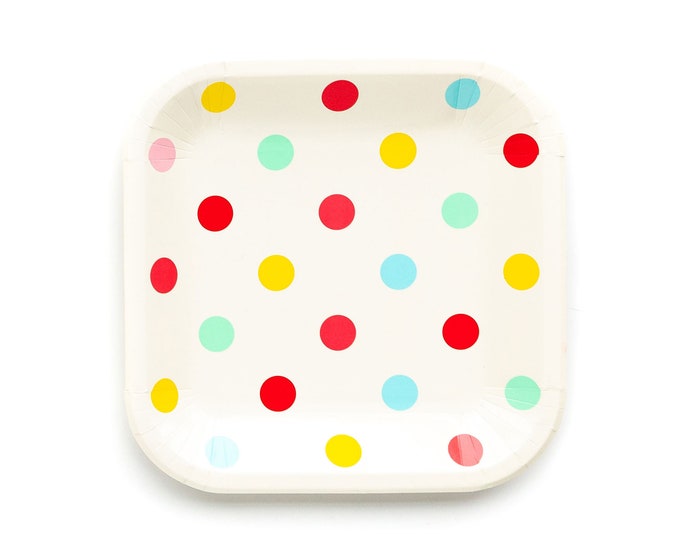 Polka Dot Plates | Polka Dot Paper Plates - Square Paper Plates - Paper ...