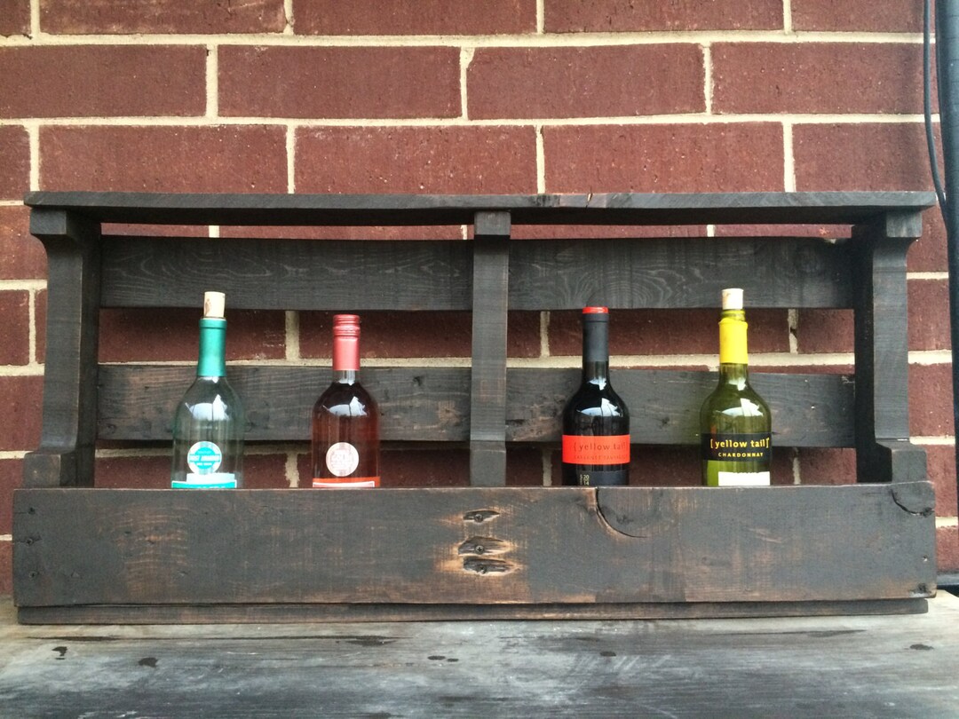 Large Reclaimed Wood Wall Mounted Wine Bottle Rack - Etsy