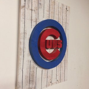 Rustic Chicago Cubs Pinstripe Wall Hanging - Etsy