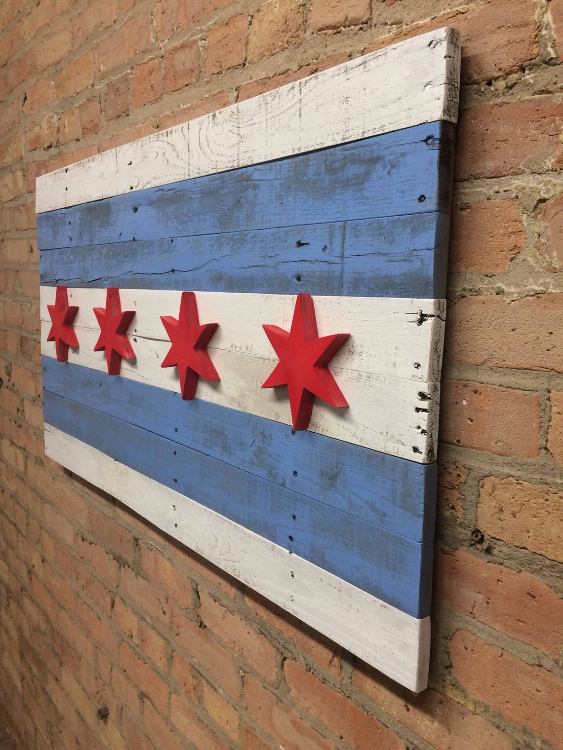 Largereclaimed Wood Rustic Chicago Flag - Etsy Australia