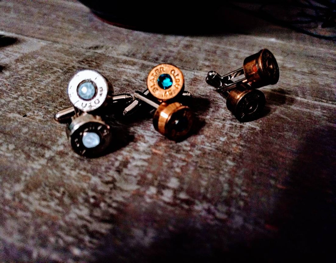 Bullet Cuff Links .45 Mm With Swarovski Crystals Various Colors ...