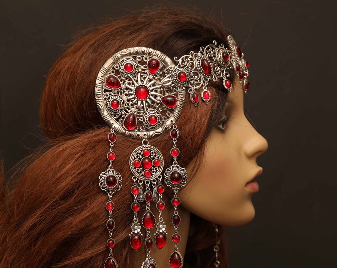 Blood siam red garnet elven wedding medieval Art Nouveau insp. pixie ...
