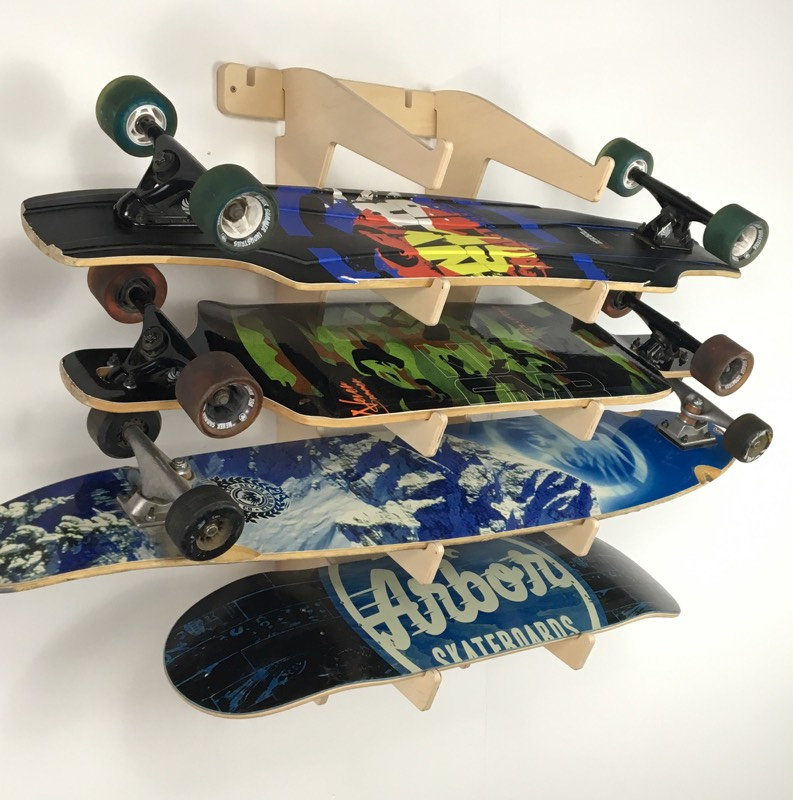 Longboard Skateboard Storage and Display Wall Rack Holds 5 - Etsy