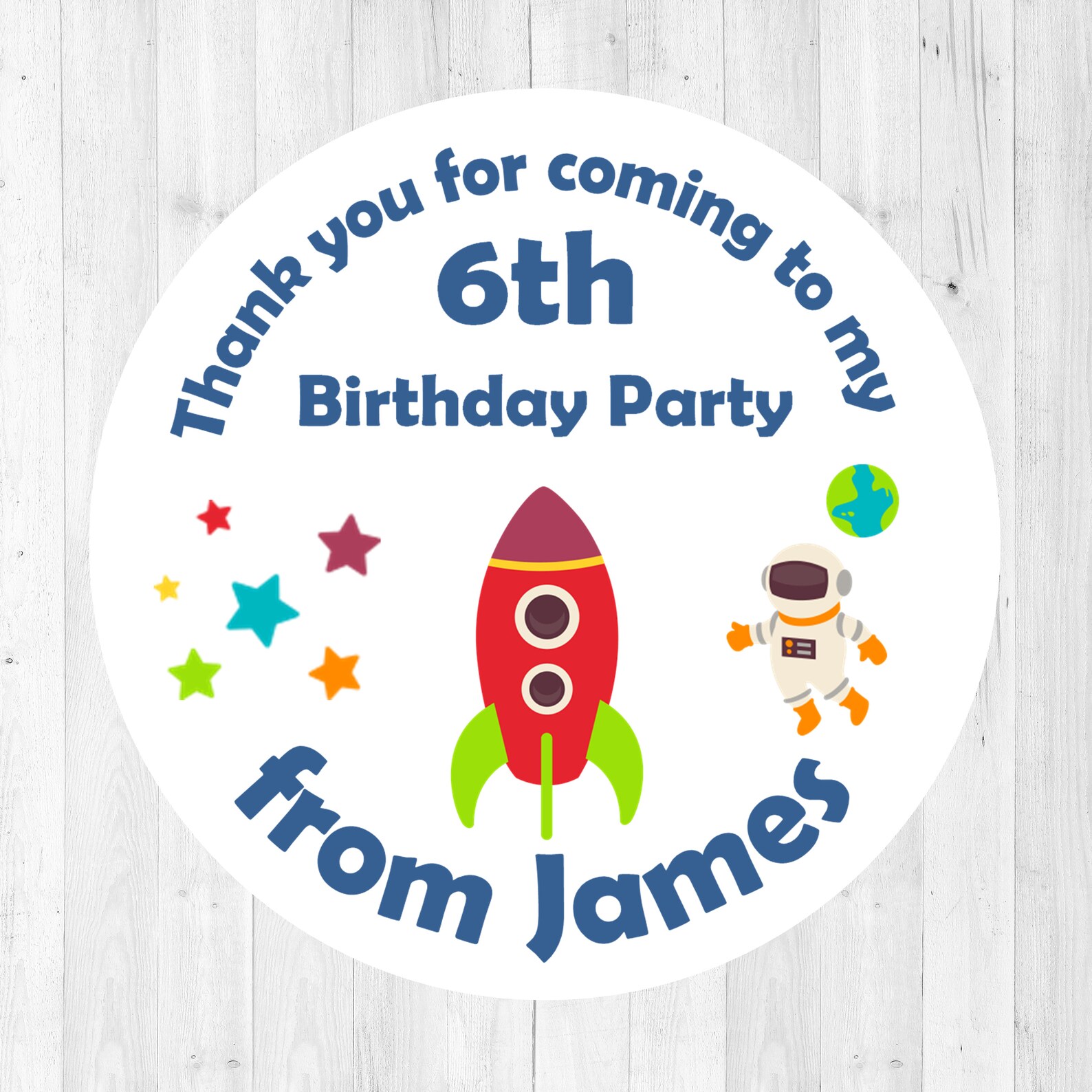 Space Rocket Boy's Personalised Birthday Party Stickers Rocket Ship ...