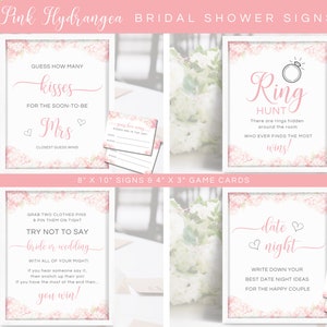 Pink Hydrangea Bridal Shower Game Bundle, Editable Dusty Floral Games ...
