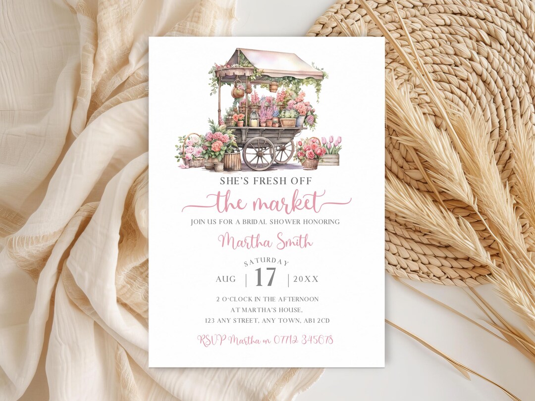 Fresh off the Market Bridal Shower Invitation, Flower Cart Printable ...