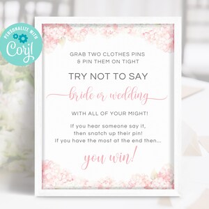 Pink Hydrangea Bridal Shower Game Bundle, Editable Dusty Floral Games ...