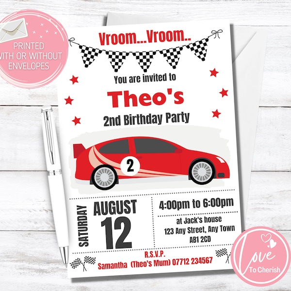 Race Car Birthday Party Invitation - Etsy UK