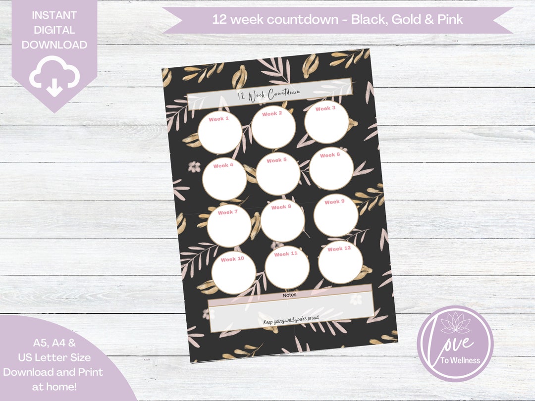 Printable Weight Loss Tracker 12 Week Countdown Digital - Etsy