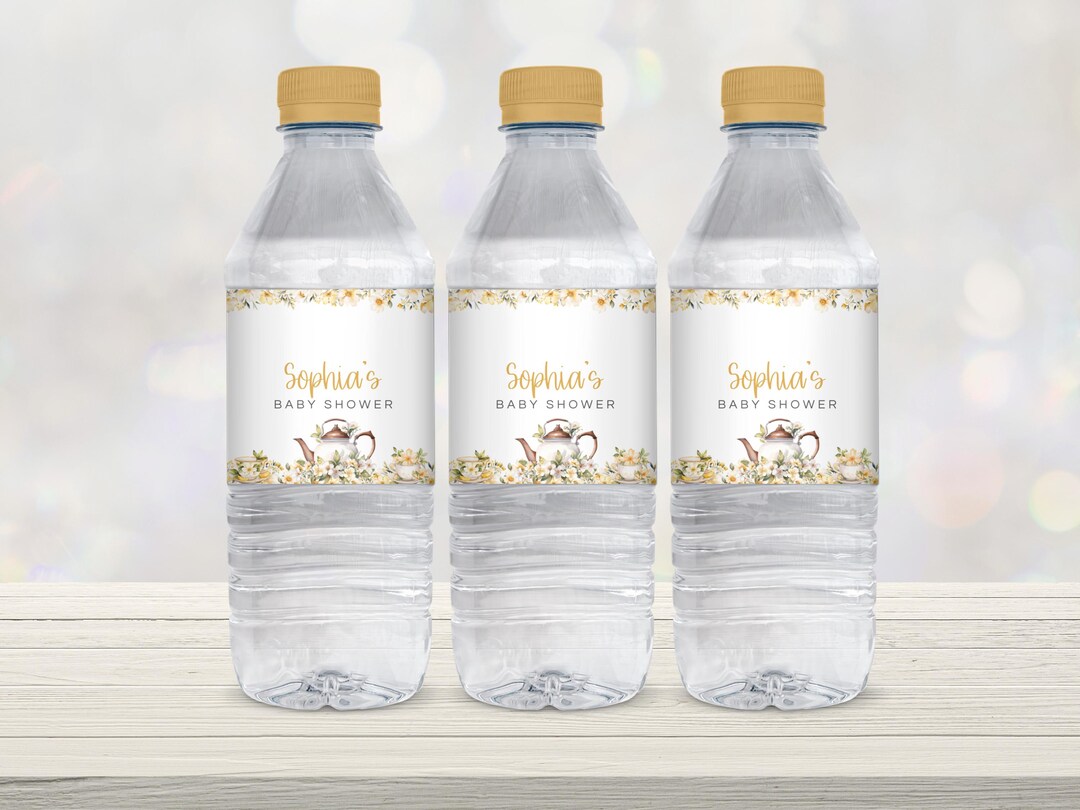 Afternoon Tea Water Bottle Label, Unisex Tea Party Water Bottle Wrapper ...