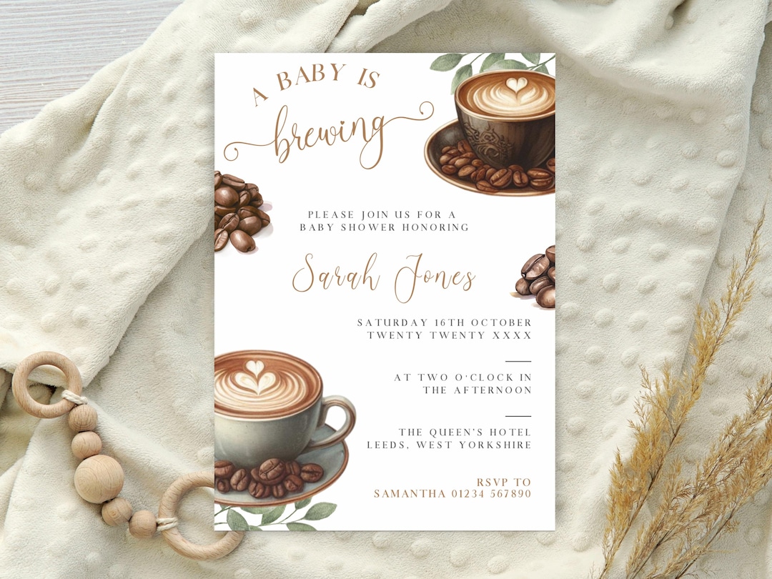 Coffee Baby Shower Invitation, A Baby is Brewing Baby Shower Invite ...