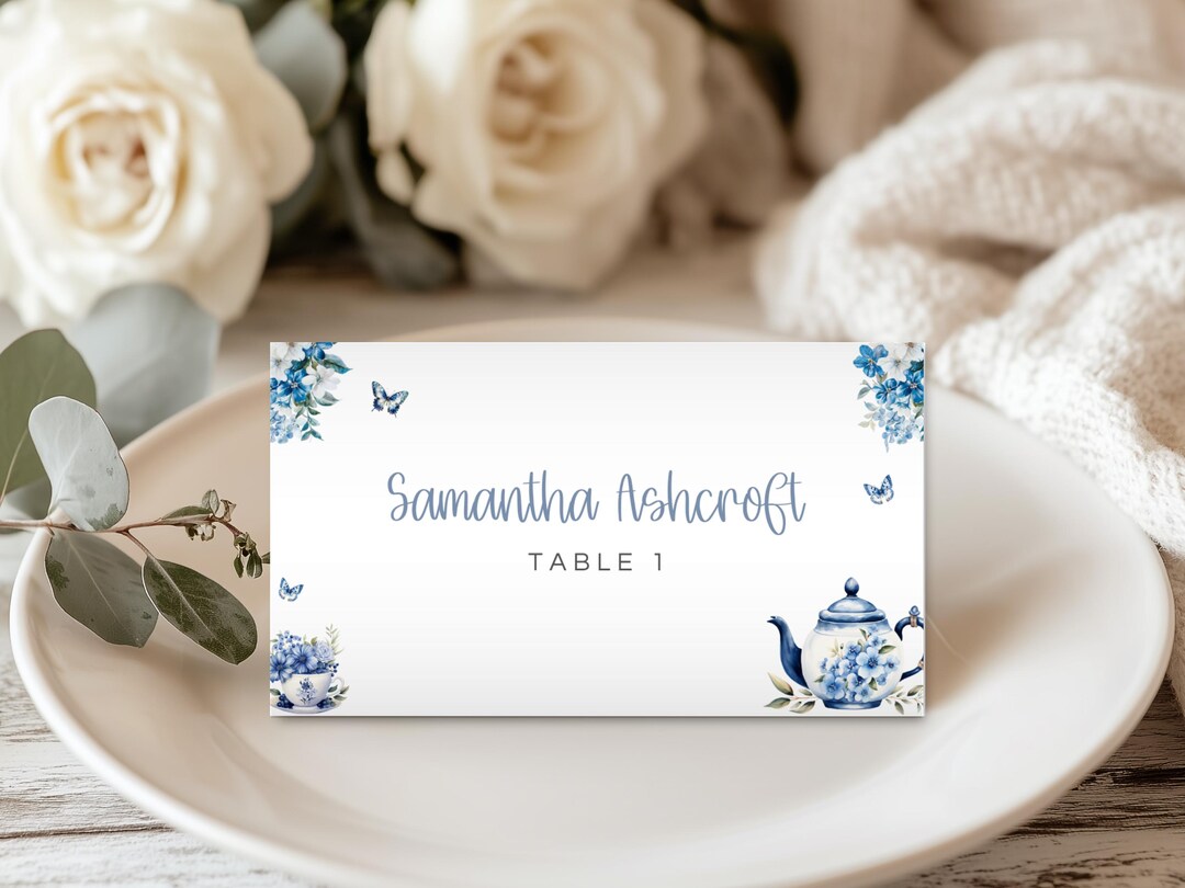 Editable Afternoon Tea Place Cards, Tea Party Baby Shower Tent Table ...