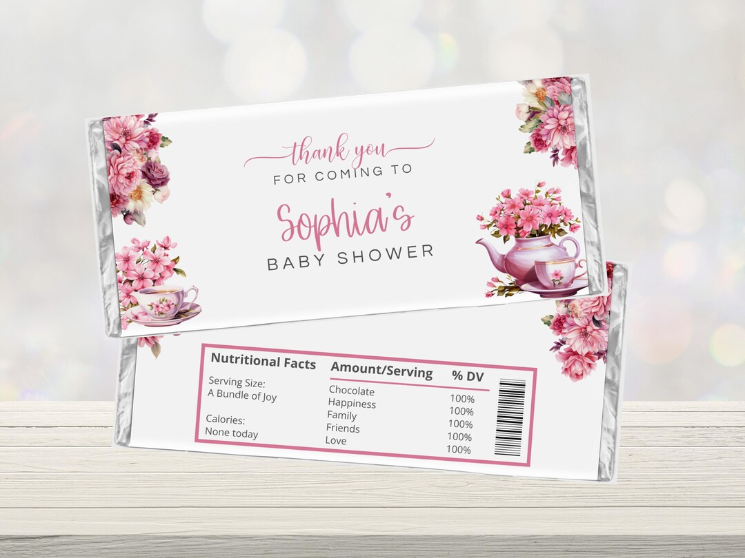 Afternoon Tea Candy Wrapper, Girl's Tea Party Chocolate Label, Editable ...