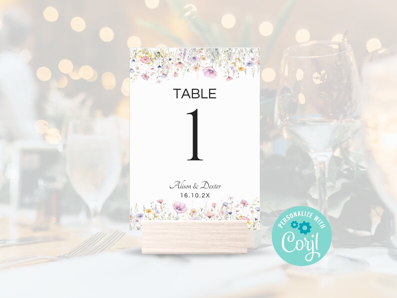 Wildflower Wedding Table Number Template, Printable Boho Floral Wedding ...