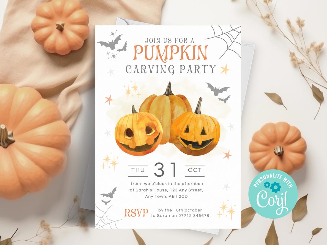 Pumpkin Carving Party Invitation, Halloween Party Invite, Carving ...