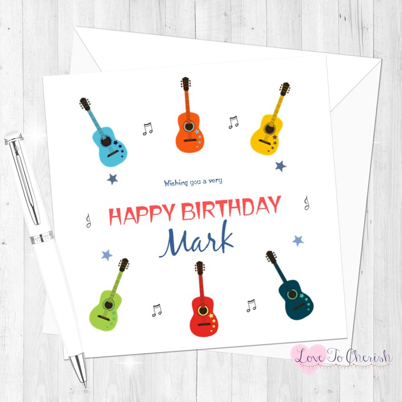 Personalised Birthday Card Guitars & Music Theme Card | Etsy UK